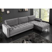 Canapé d'angle élégant COZY VELVET 260cm gris velours à ressorts Canapé ...