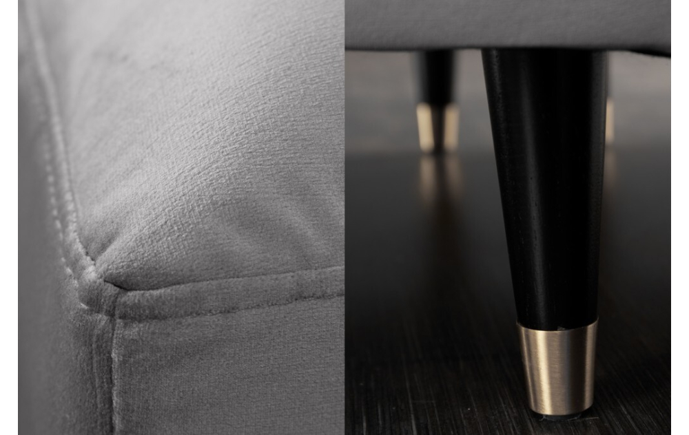 Canapé d'angle élégant COZY VELVET 260cm gris velours à ressorts Canapé ...