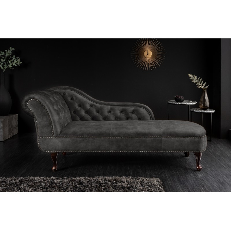 Chesterfield Récamier 170cm brun antique avec boutons et rivets