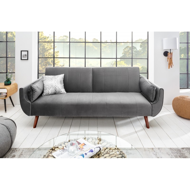 Retro Schlafsofa DIVANI 220cm smaragdgrÃ¼n Samt 3er Sofa mit Bettfunktion