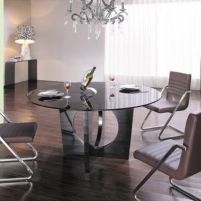 Table à manger ronde en verre Madisson