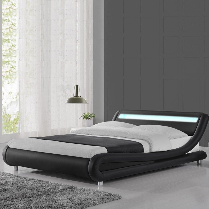 Lit design adulte led intégré et sommier pour chambre - MEUBLER DESIGN