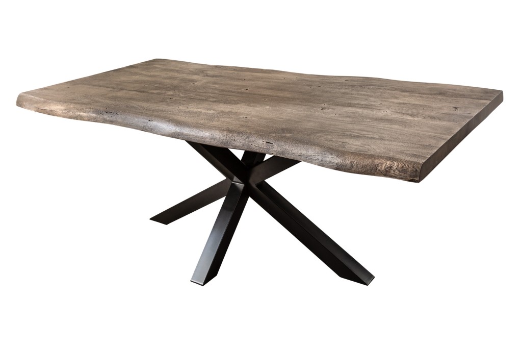Table de salle à manger en tronc d'arbre massif MAMMUT 200cm gris ...