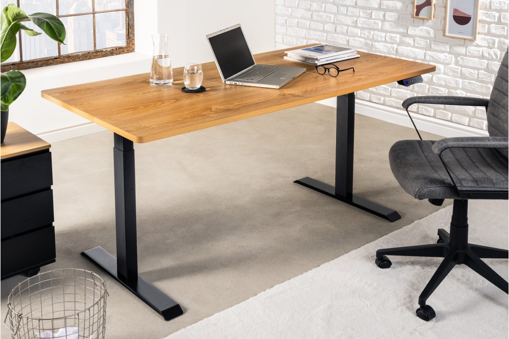 HÃ¶henverstellbarer Schreibtisch OAK DESK 160cm natur Eichenoptik Industrial Design