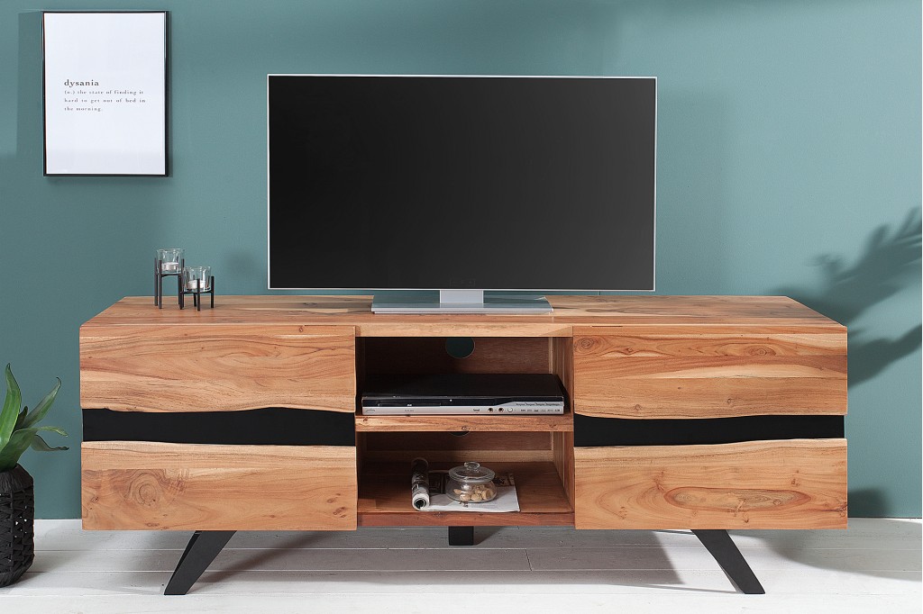 Tableau TV massif AMAZONAS 160cm acacia métal Lowboard Baumkante