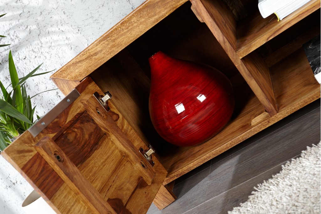 Tableau TV massif PURE 135cm Sheesham stone finish Tableau bas en ...