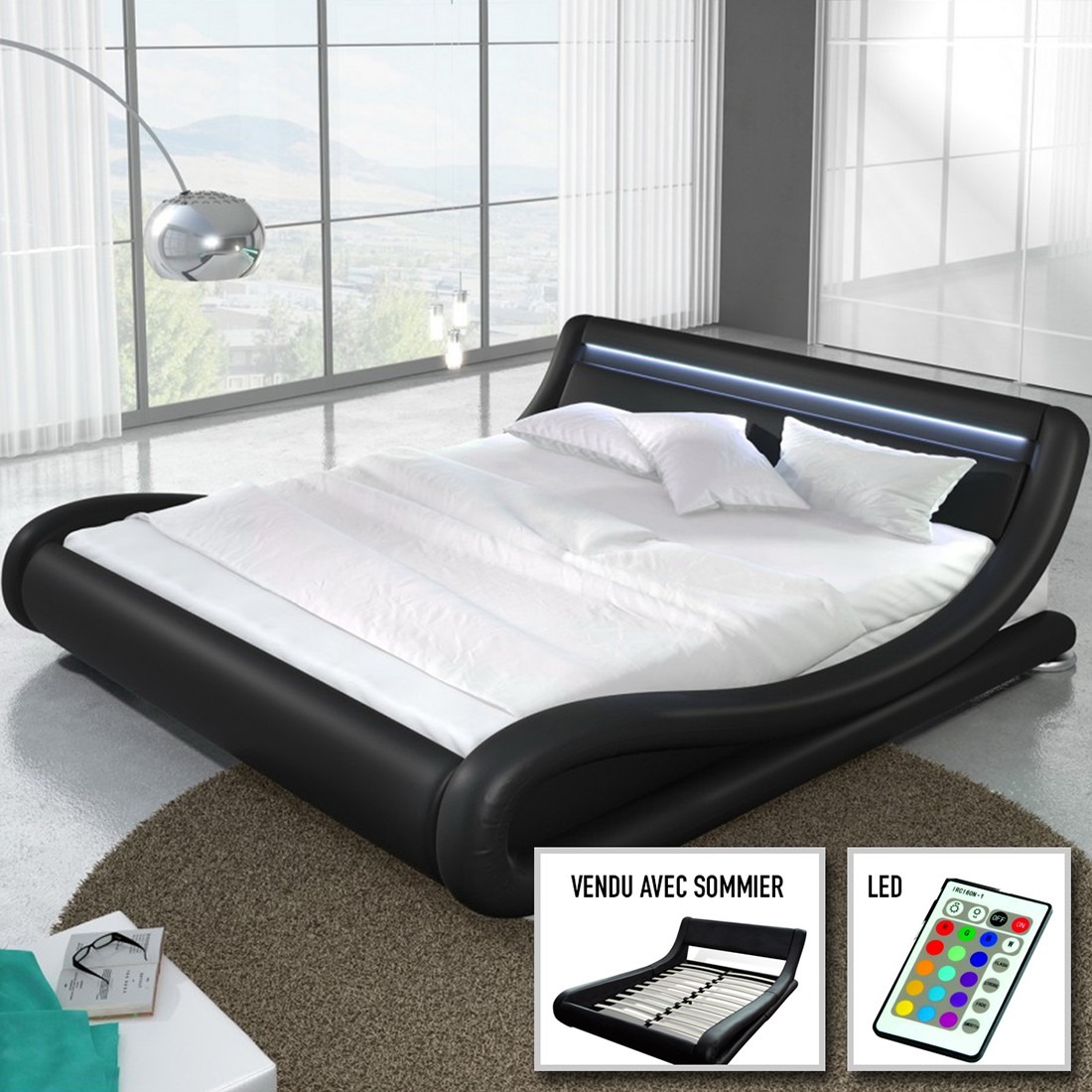 Lit design julia 140 et matelas Romance - MeublerDesign
