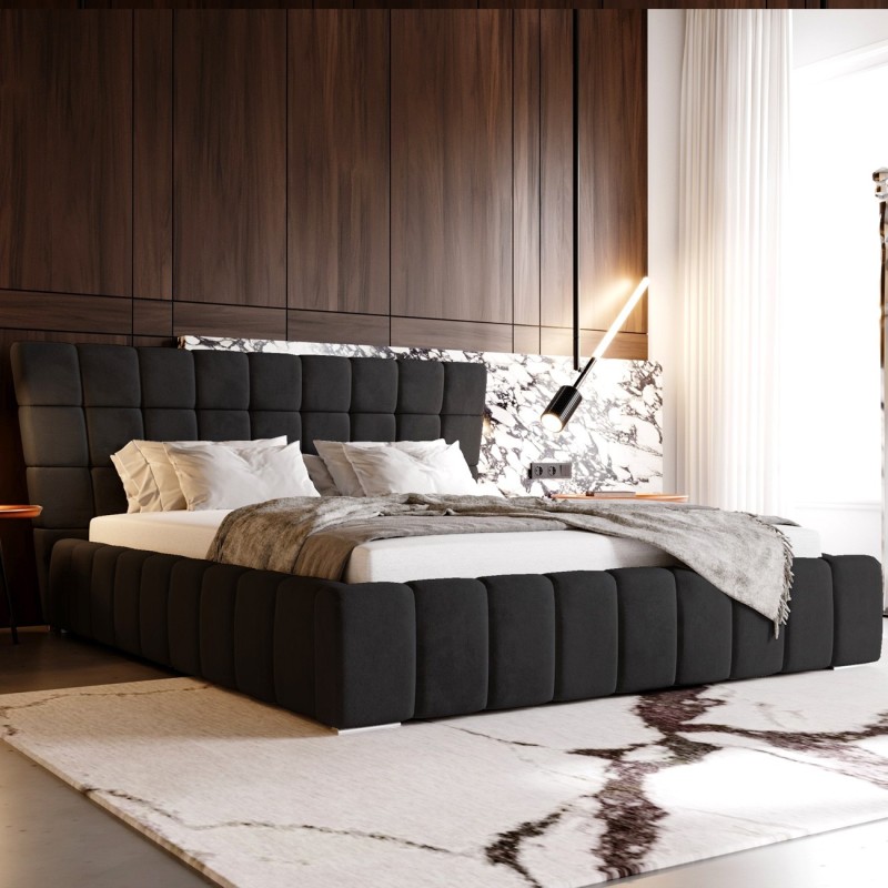 Lit design adulte led intégré et sommier pour chambre - MEUBLER DESIGN (7)
