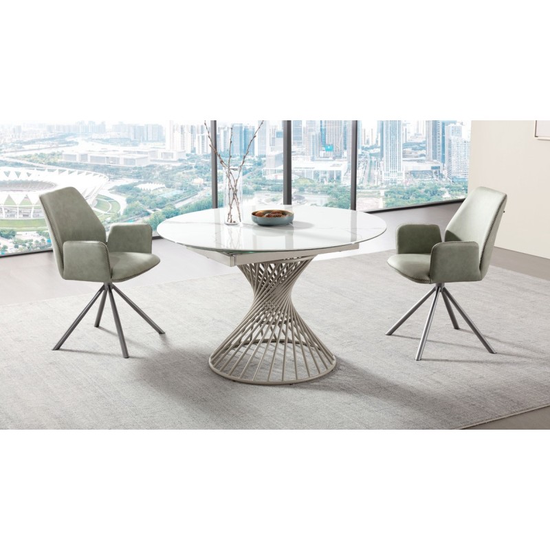 TABLE À MANGER RONDE EXTENSIBLE EN CÉRAMIQUE ZOLA