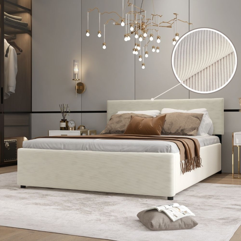 Lit design 140 avec rangement et led intégré - MEUBLERDESIGN
