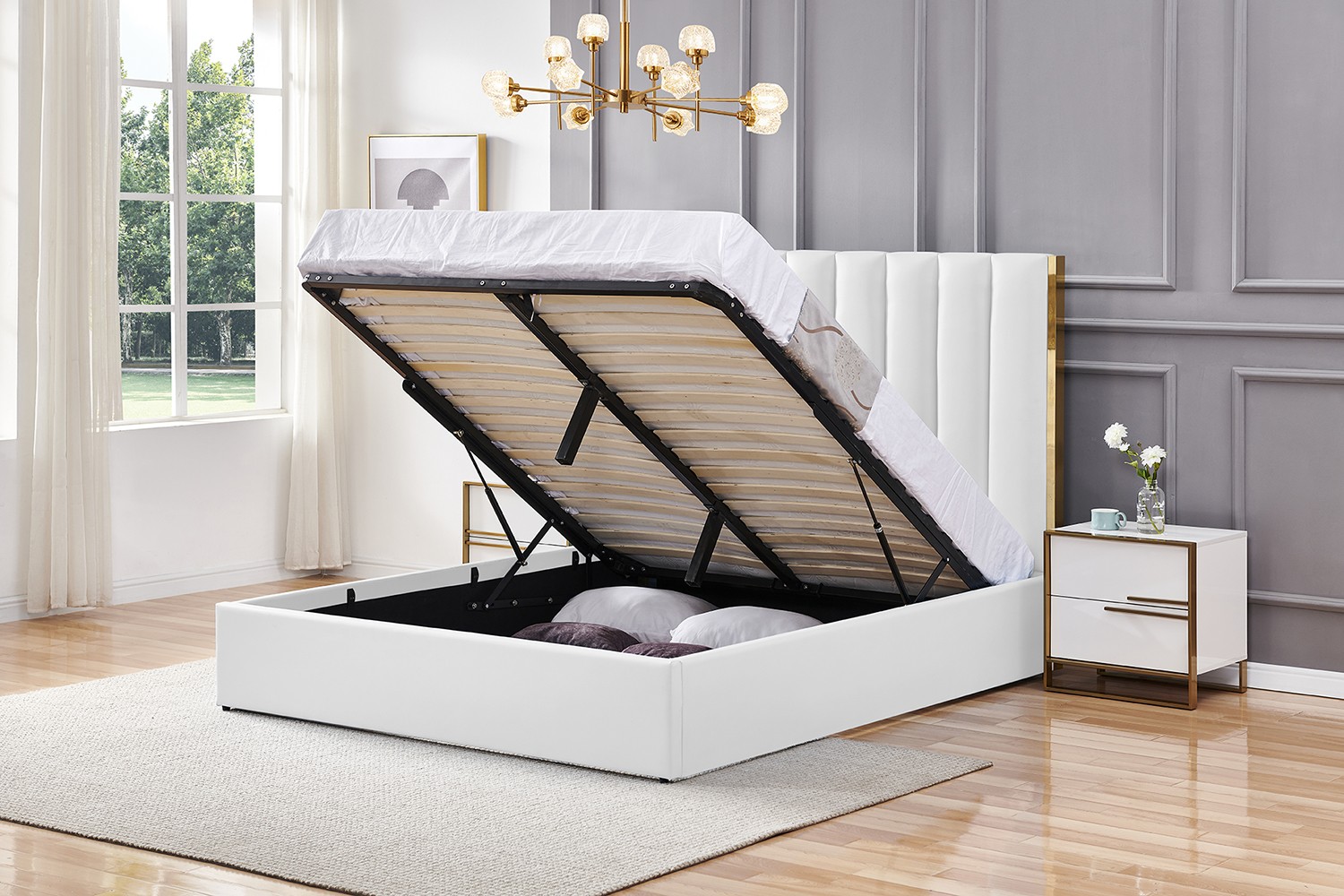 DESIGN BETT GOLD FARBE MIT BOX VENETO