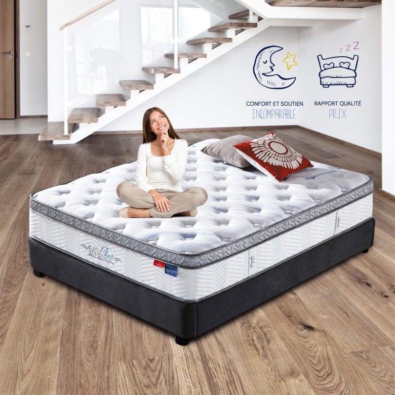 Bett 140 mit Matratze und Boxspring AVA schwarz - MeublerDesign