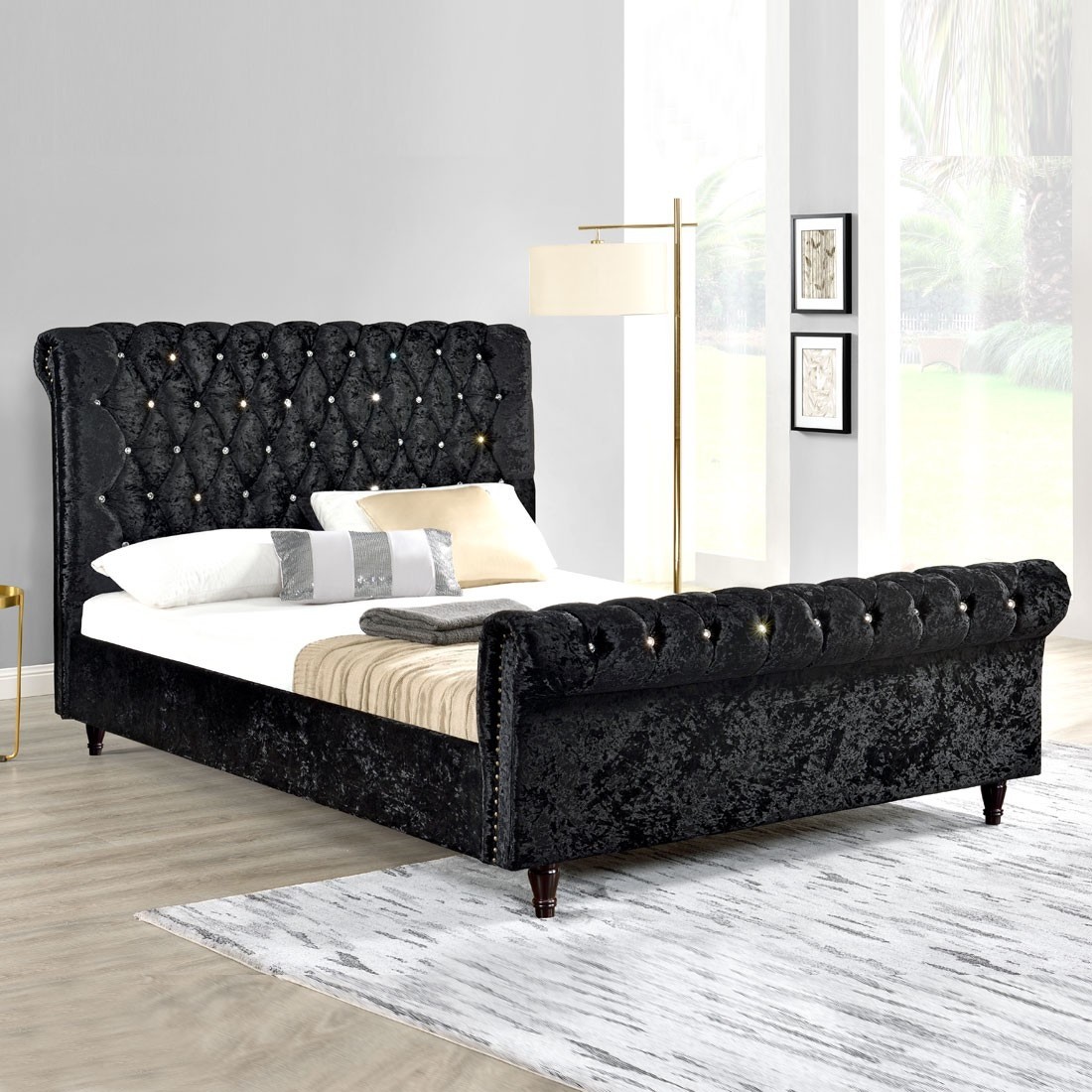 Cama doble 140 con colchón - Cama negra de diseño Kapaldi - MeublerDesign