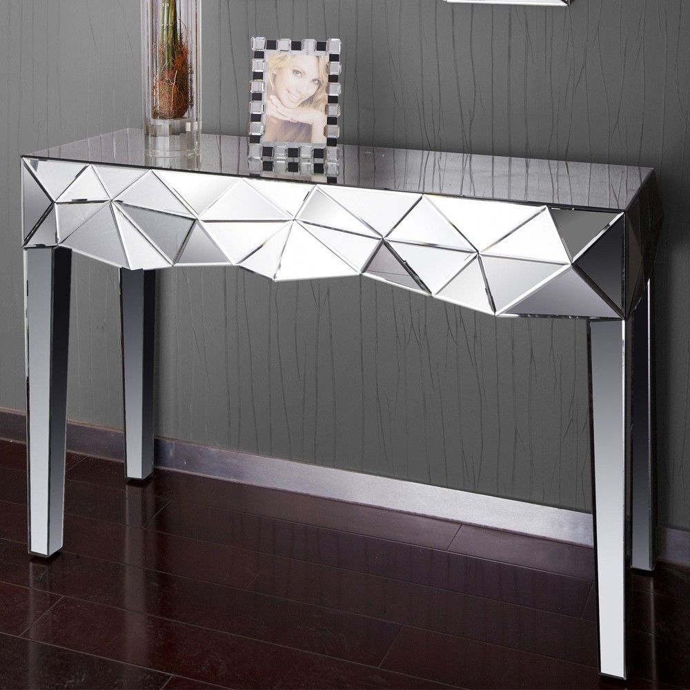 Console design relief en verre miroir