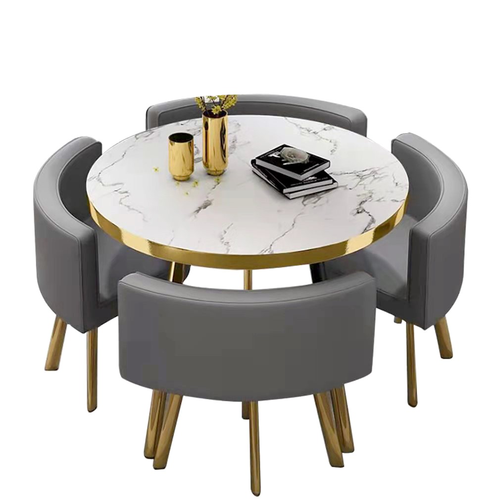 Table à manger ronde et chaises encastrable PopUp