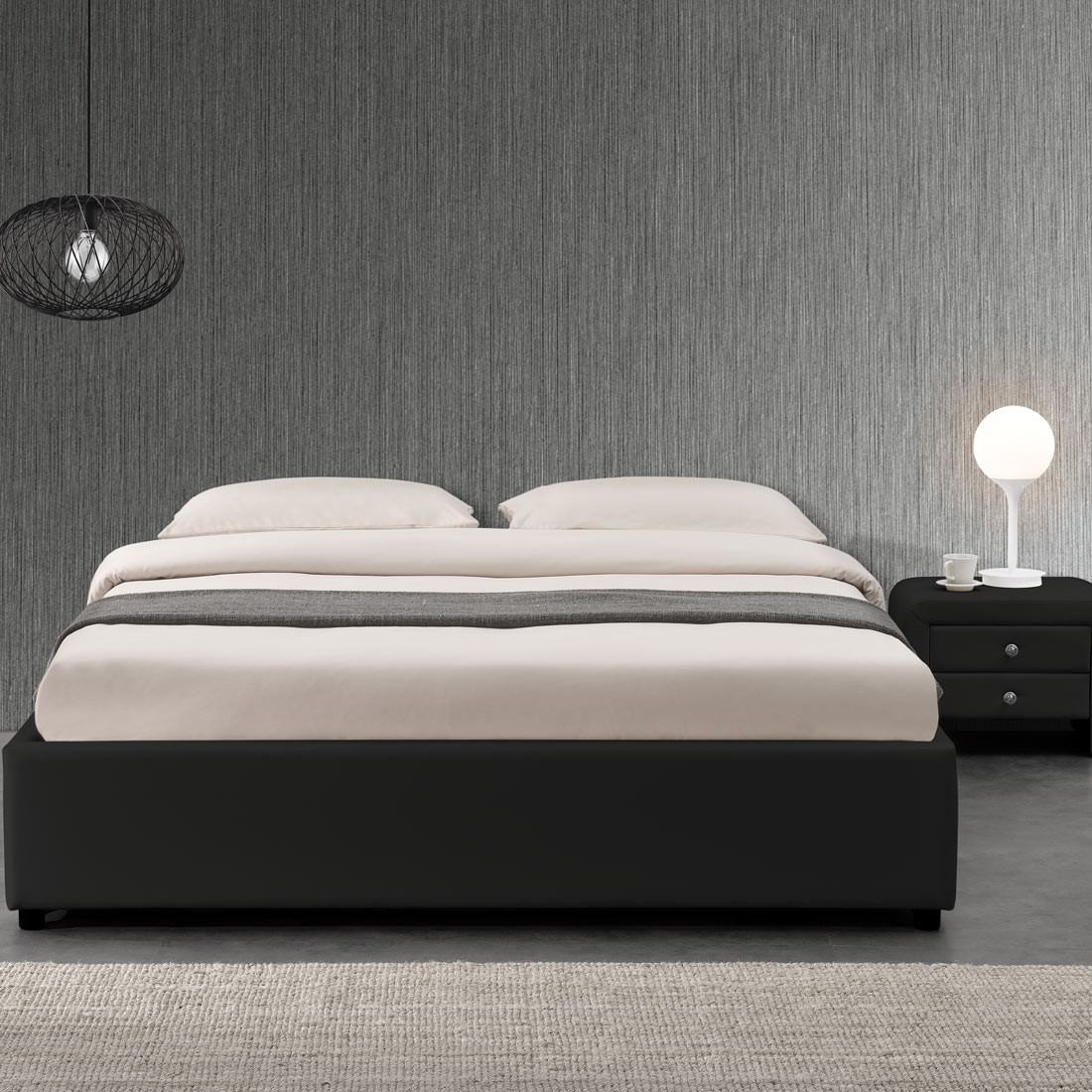 Cama doble 140 con colchón - Simpli bed black - MeublerDesign