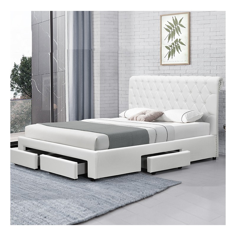 Lit design 140 avec rangement et led intégré - MEUBLERDESIGN