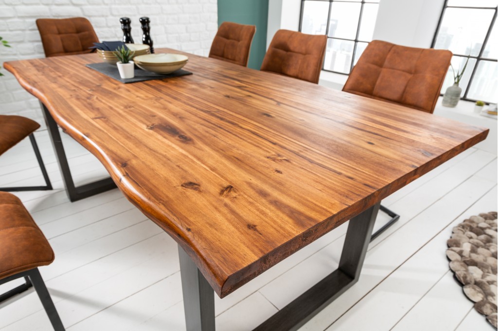 Table de salle à manger en tronc d'arbre massif GENESIS 200cm acacia ...