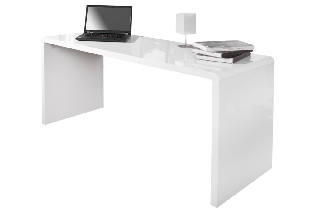 Bureau design FAST TRADE 160cm blanc brillant Table d'ordinateur
