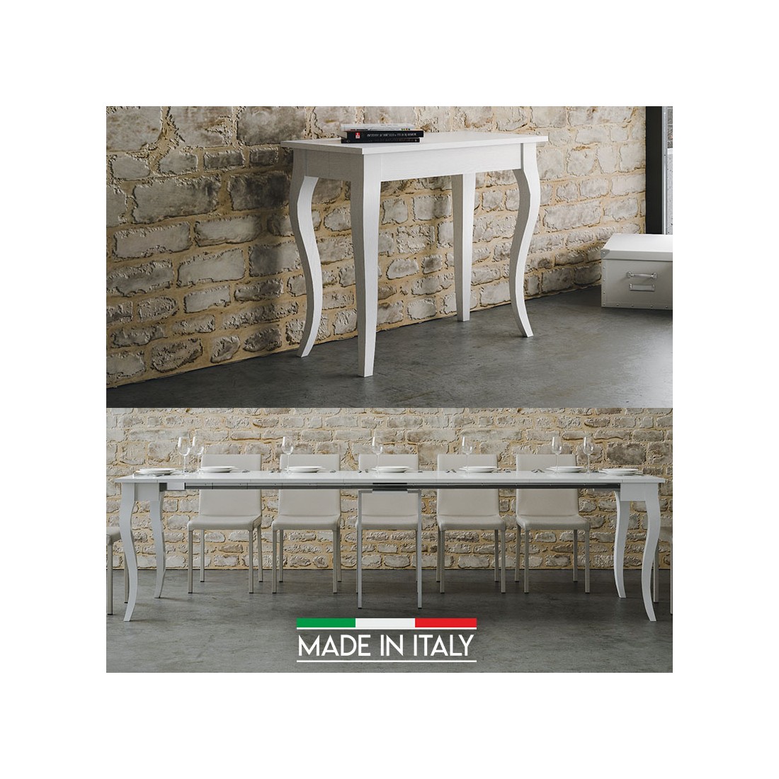 Table console extensible - 1 à 15 places - MADE IN ITALY