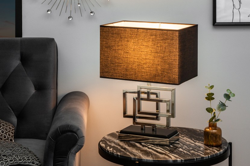 Lampe de table moderne LEONOR 56cm argent Design moderne avec abat-jour ...