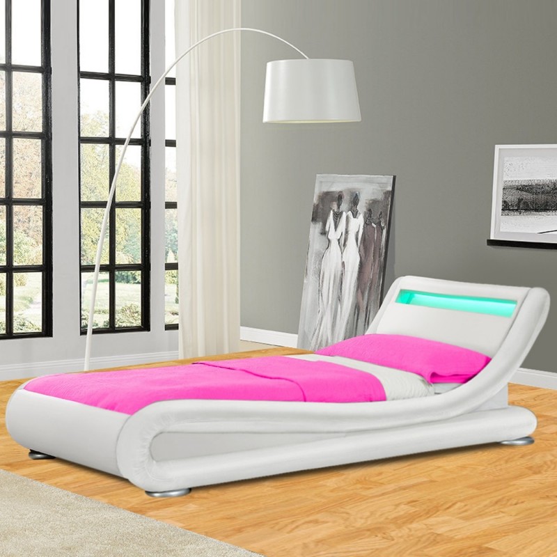 Lit design 90 led intégré avec sommier et rangement - MEUBLERDESIGN