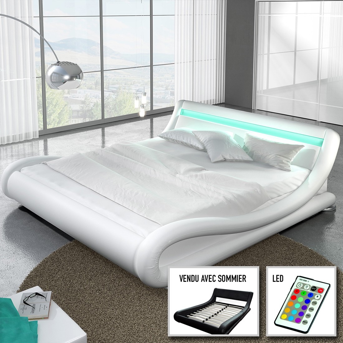 Julia Designbett mit integrierter LED - MEUBLERDESIGN