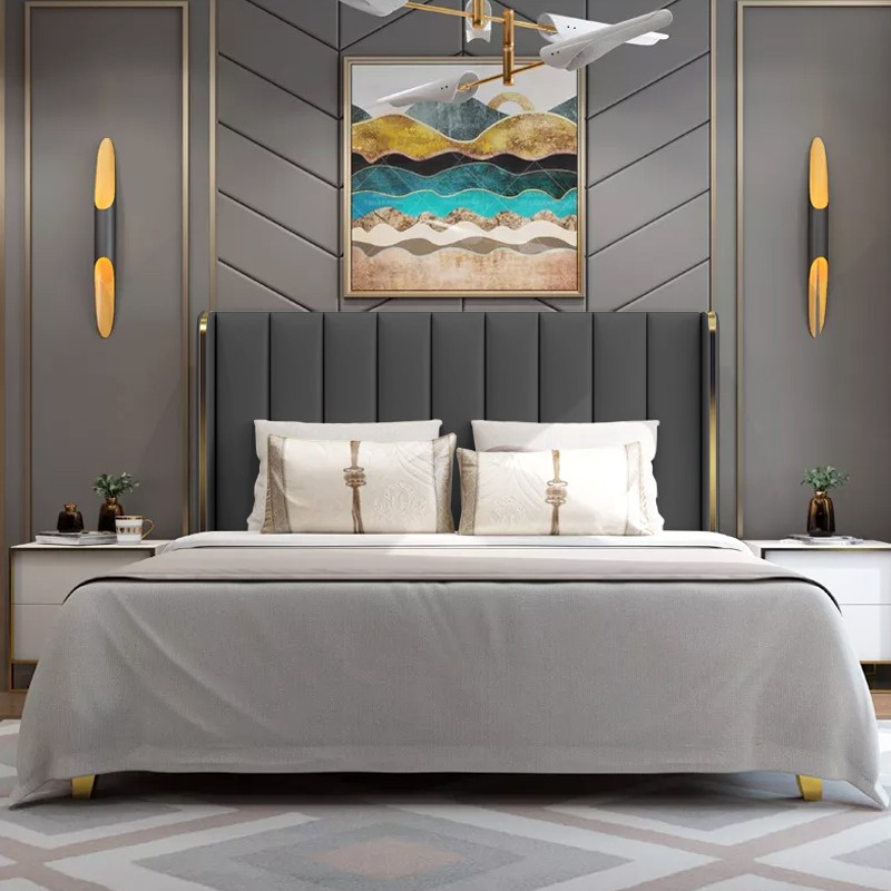 Lit design contour or avec sommier Diana