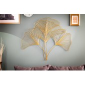 Elégante décoration murale GINKGO 90cm or en forme de feuille filigrane