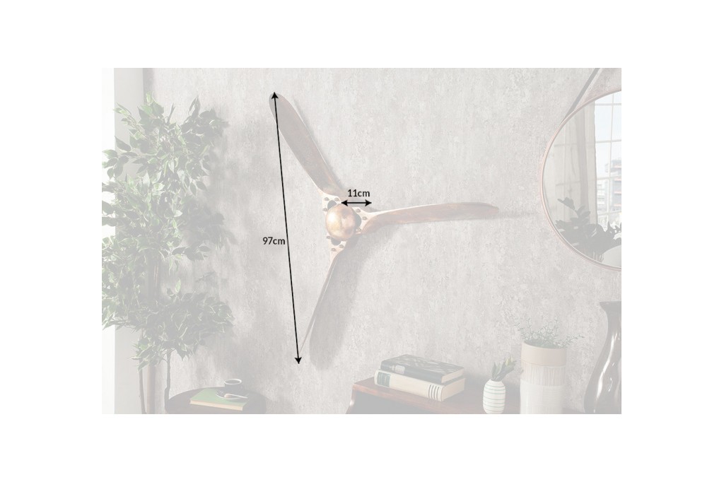 Décoration murale authentique SCREW III 97cm cuivre flammé Avion Hélice