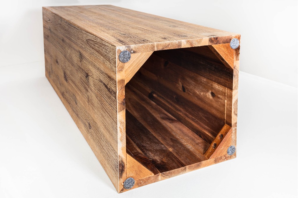 Colonne décorative COLUMNA 50cm en acacia teck gris cérusé Table d'appoint