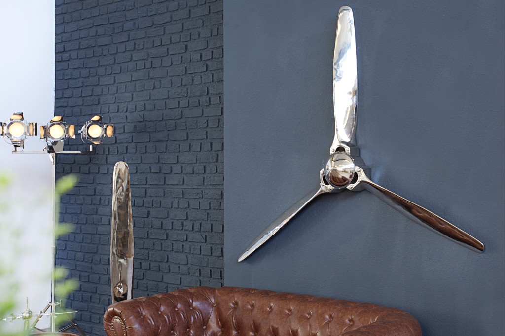 Décoration murale authentique SCREW III 60cm argenté Avion Hélice