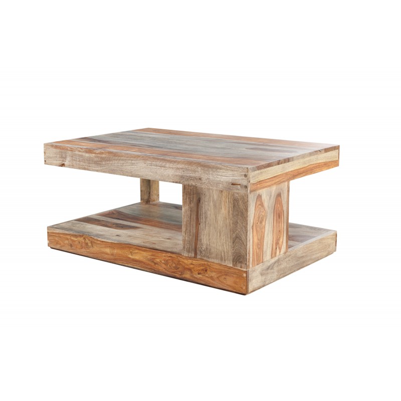 Table basse massive GIANT L 90cm Sheesham smoke finish fait main