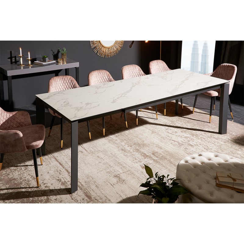Table de salle Ã manger Ã rallonges INCEPTION 130-190cm blanc aspect ...