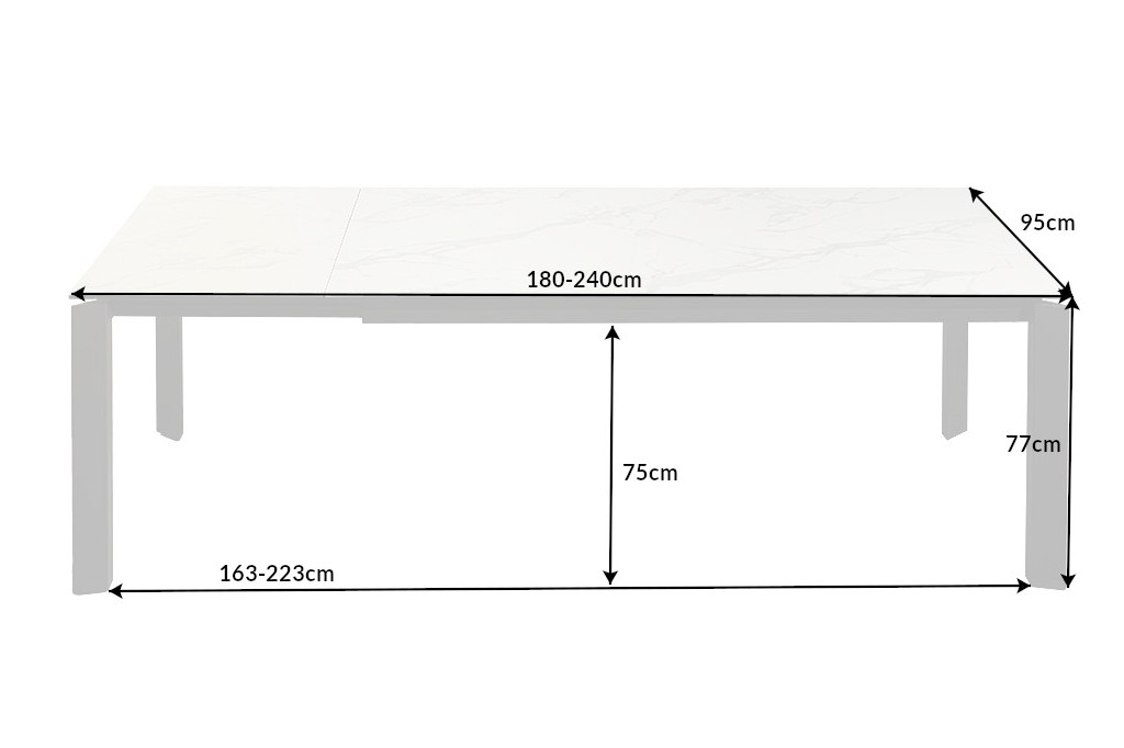 Table de salle Ã manger Ã rallonges X7 180-240cm blanc aspect marbre ...