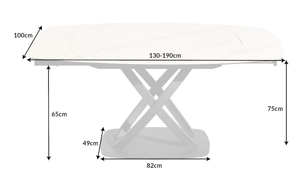 Table de salle à manger à rallonges INCEPTION 130-190cm blanc aspect ...
