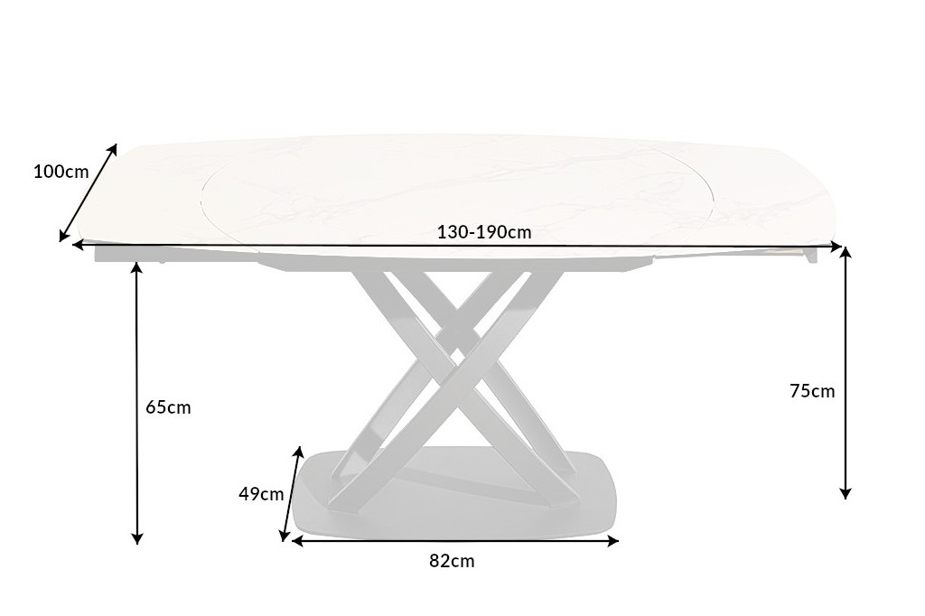 Table de salle Ã manger Ã rallonges INCEPTION 130-190cm blanc aspect ...