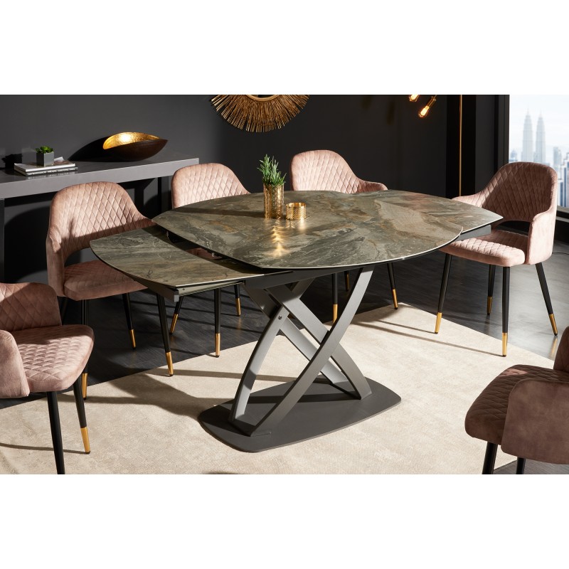 Table de salle Ã manger Ã rallonges INCEPTION 130-190cm blanc aspect ...