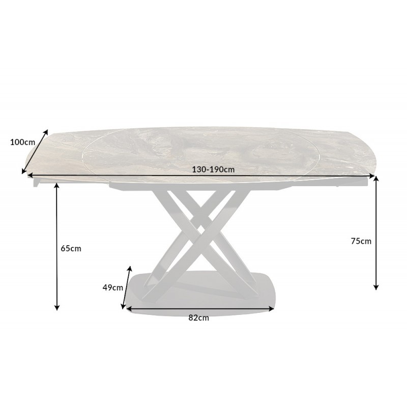 Table de salle à manger extensible INCEPTION 130-190cm taupe imitation ...
