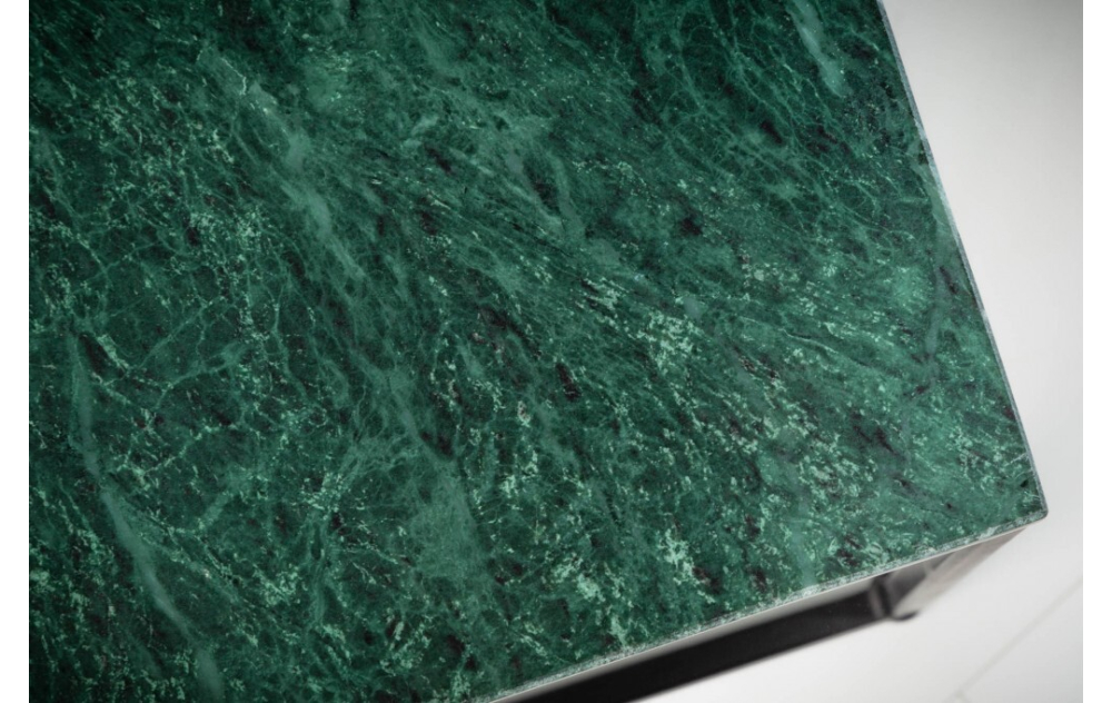 Elégante table basse ELEMENTS 50cm verte avec plateau en marbre poli
