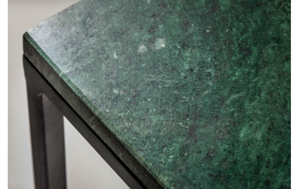 Elégante table basse ELEMENTS 50cm verte avec plateau en marbre poli