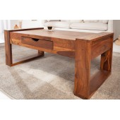 Table basse massive MARKANT 100cm Sheesham avec tiroir