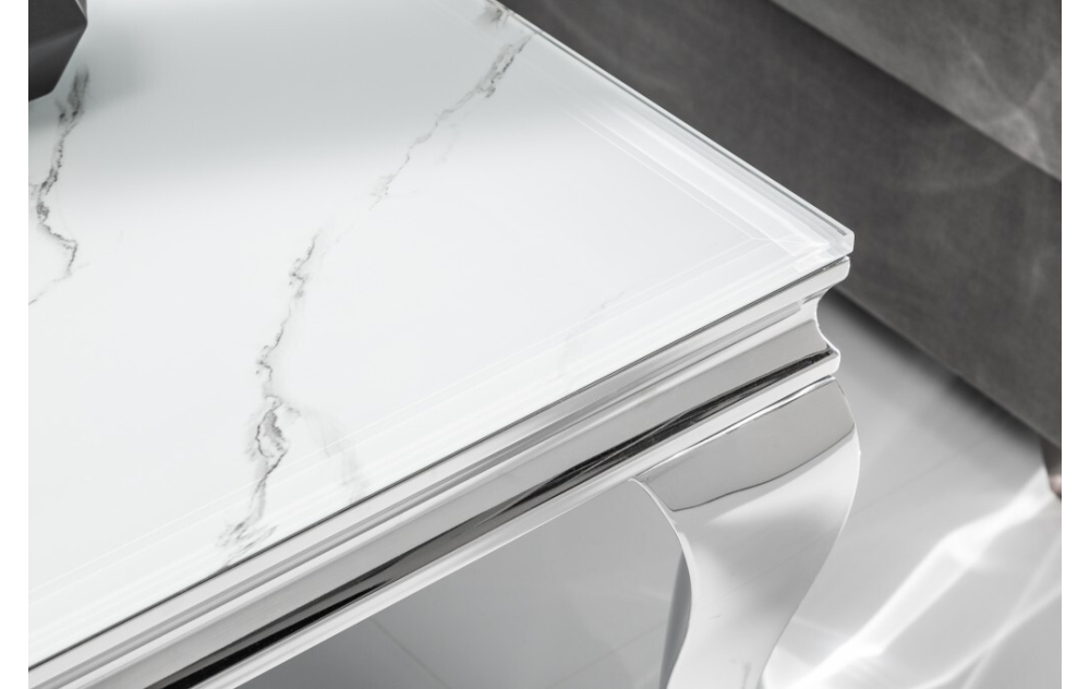 Elégante table basse MODERN BAROCK 100cm plateau en verre imitation ...