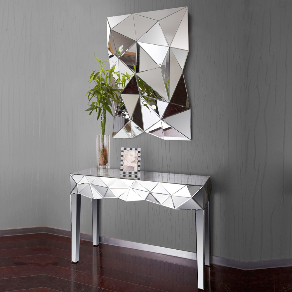 Console design relief en verre miroir