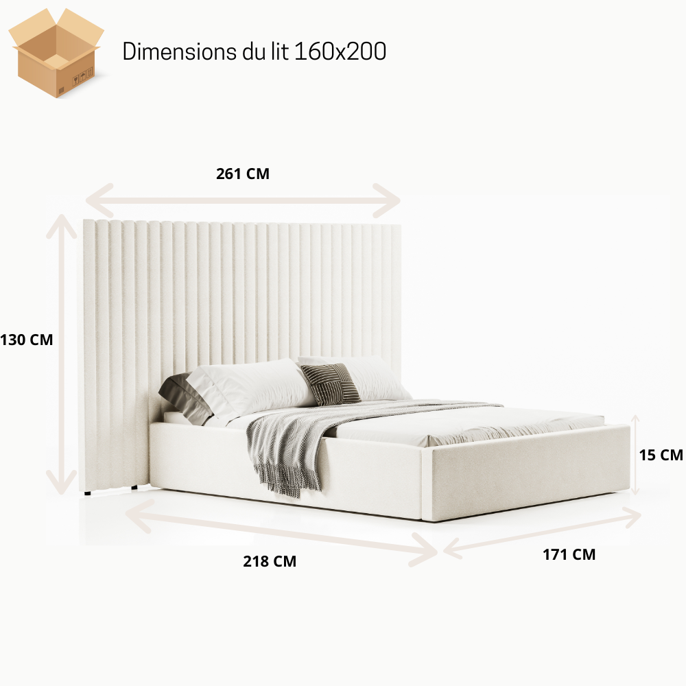 Lit Coffre Monaco en Velours: Confort Luxueux pour Votre Chambre